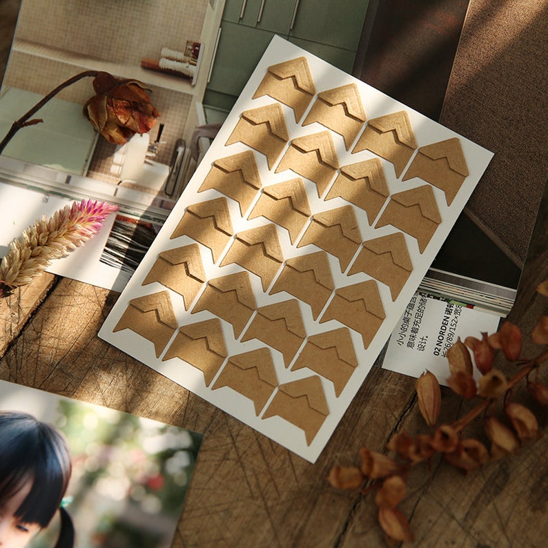Kraft Paper Photo Mounting Corners Self Adhesive 24 Pcs/sheet | Etsy