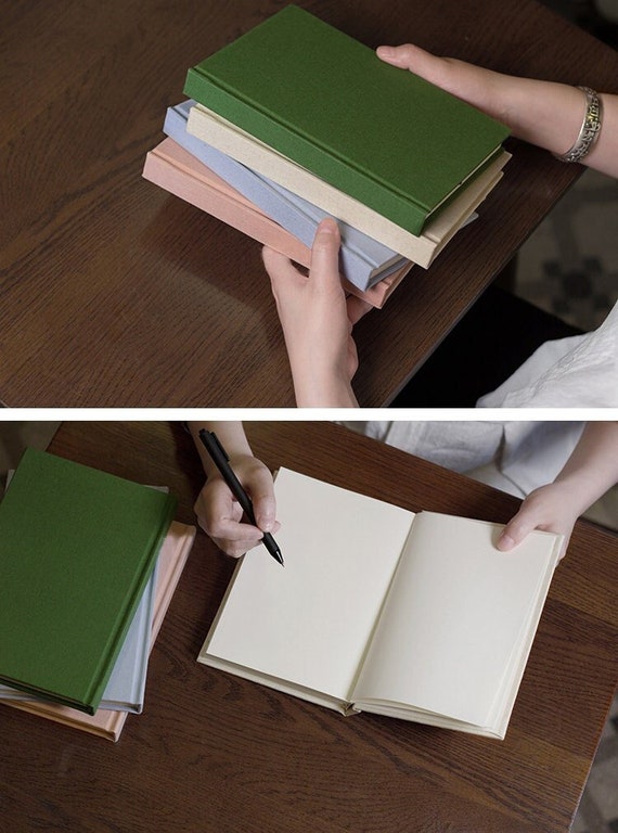 Personalized Embroidery Linen Notebook Journal Hard Cover | Etsy