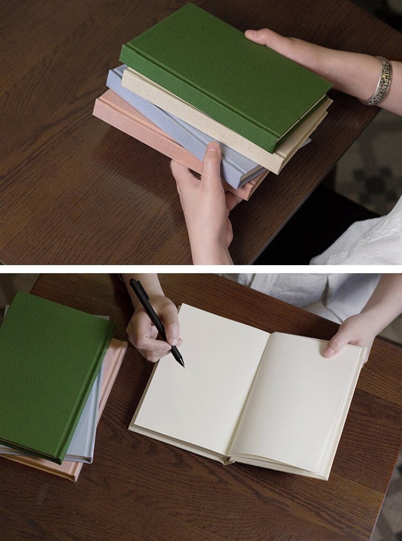 Personalized Embroidery Linen Notebook Journal Hard Cover Large ...