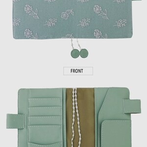 Flower Embroidered Light Green Fabric Notebook Journal. Leather ...
