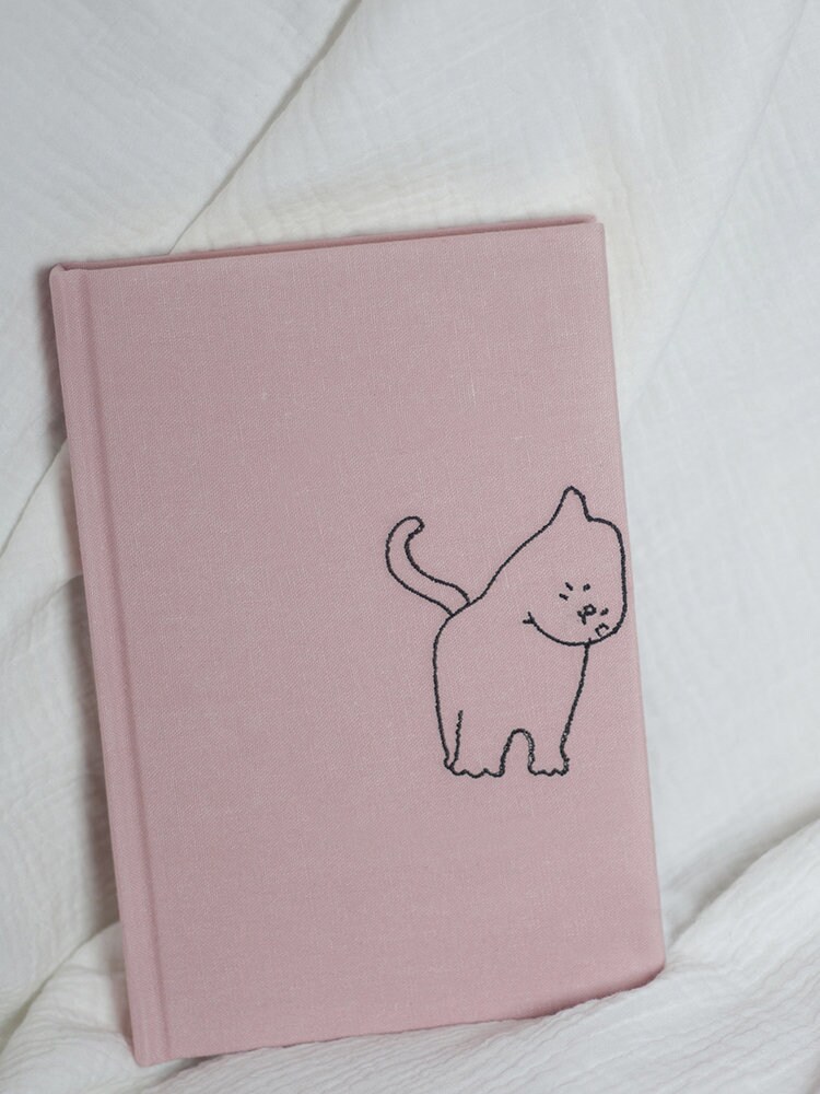 Custom Embroidery Linen Notebook Journal Pink Green Blue | Etsy