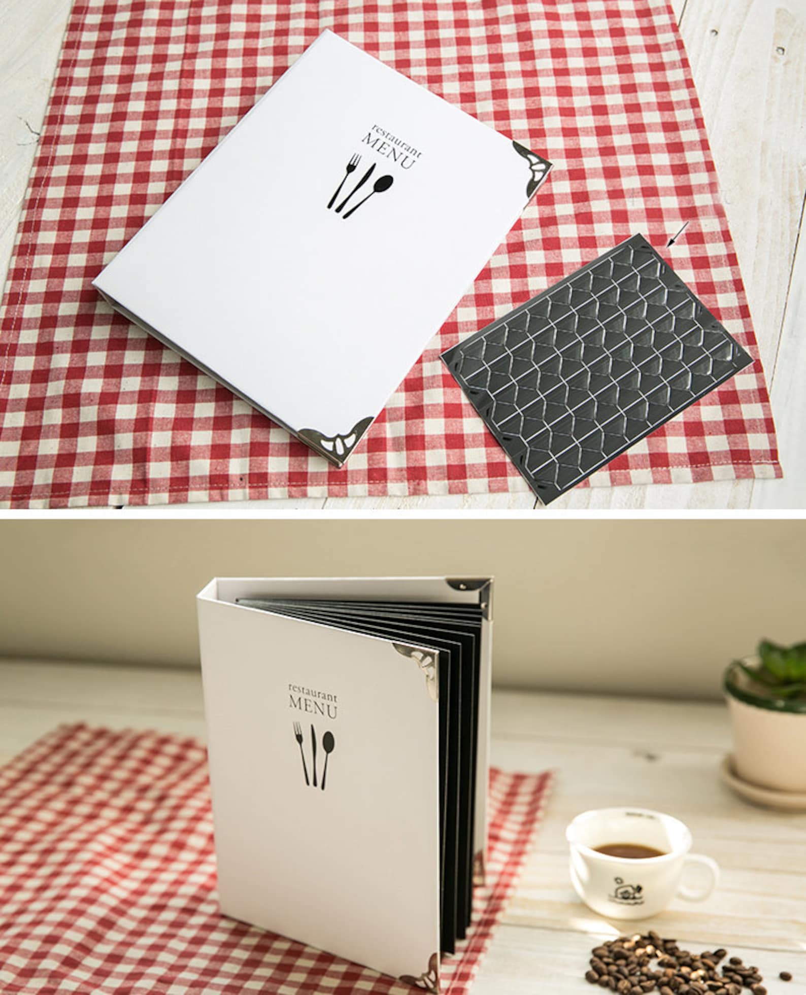 White Cover Black Menu Book Ring Binder Restaurant Menu - Etsy