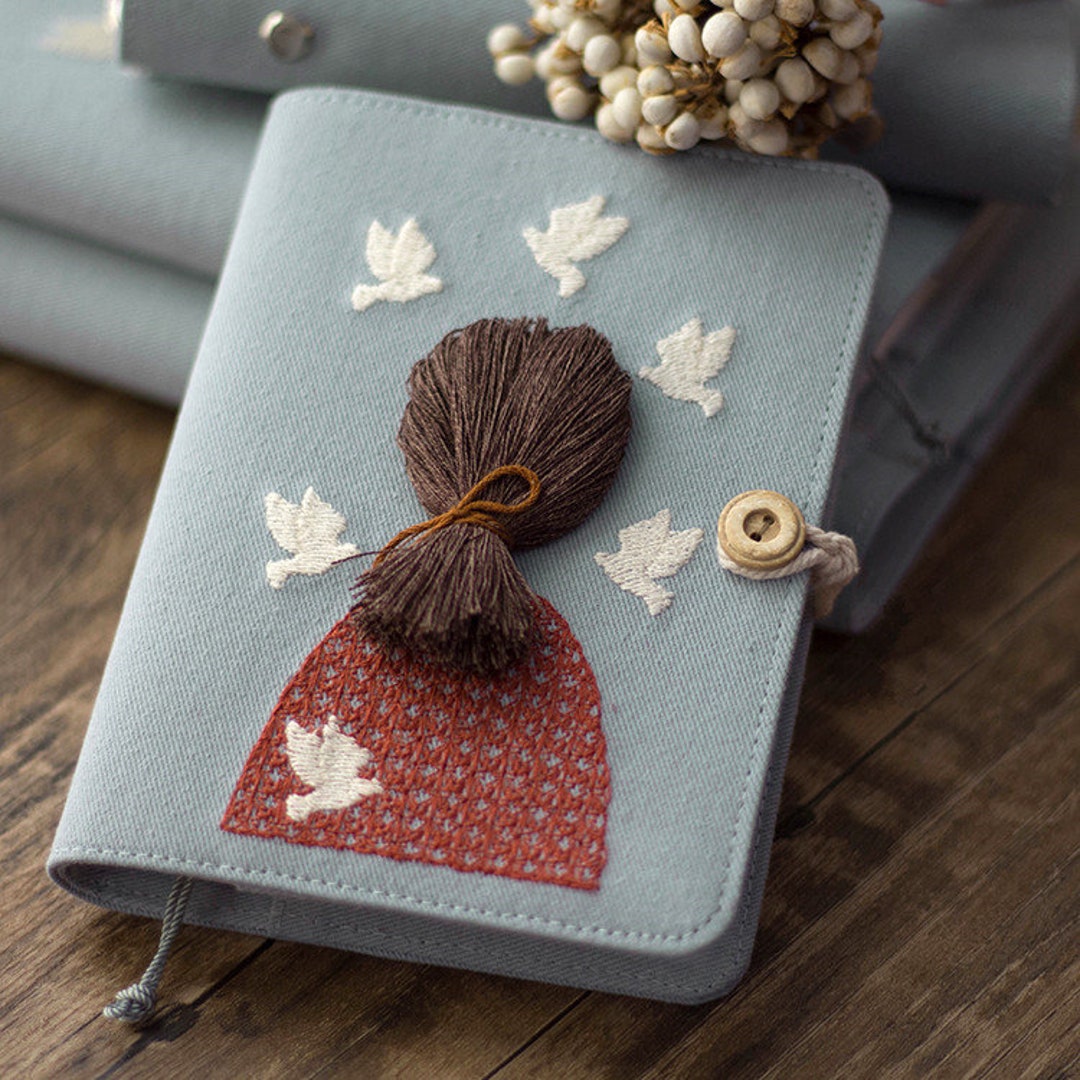 Handmade Notebook With Ephemera Girl's Back Literary Fabric Journal A5 ...