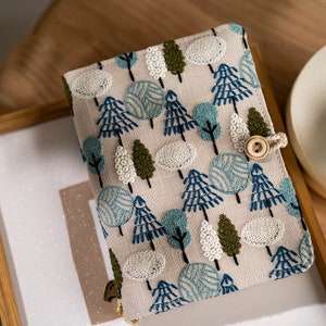Small Tree Embroidered Journal Notebook Floral A6 A5 Fabric Planner ...