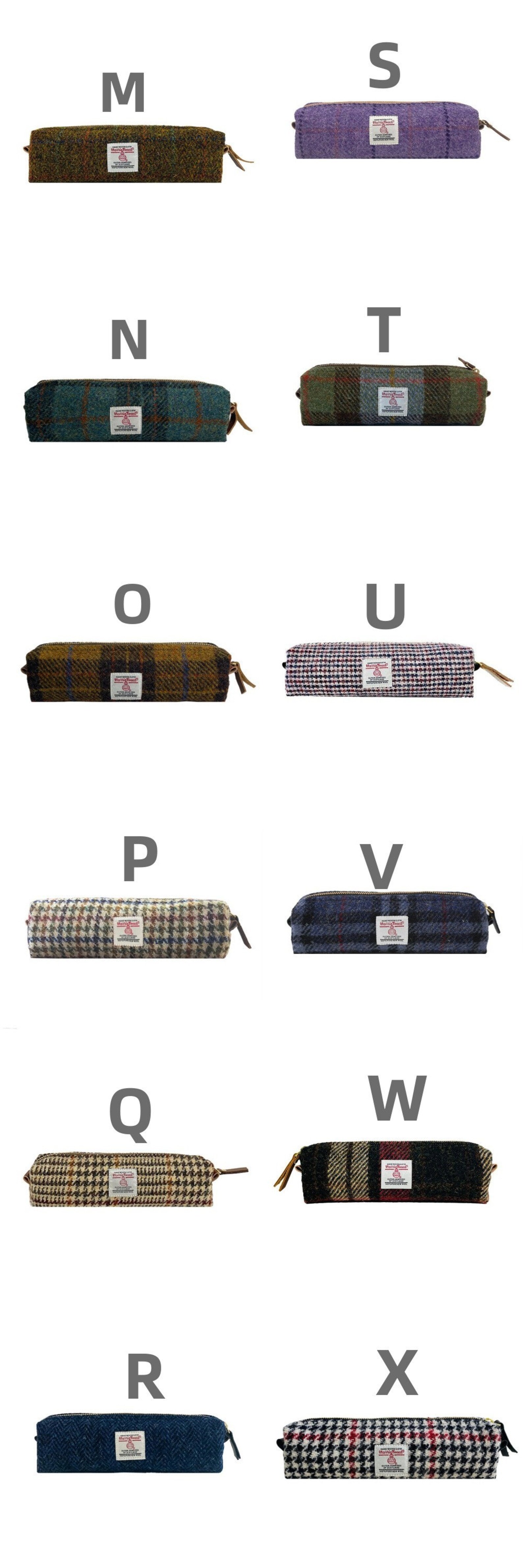 Wool Tweed Pencil Case Retro Fabric Zipper Pouch Large Capacity Pen ...