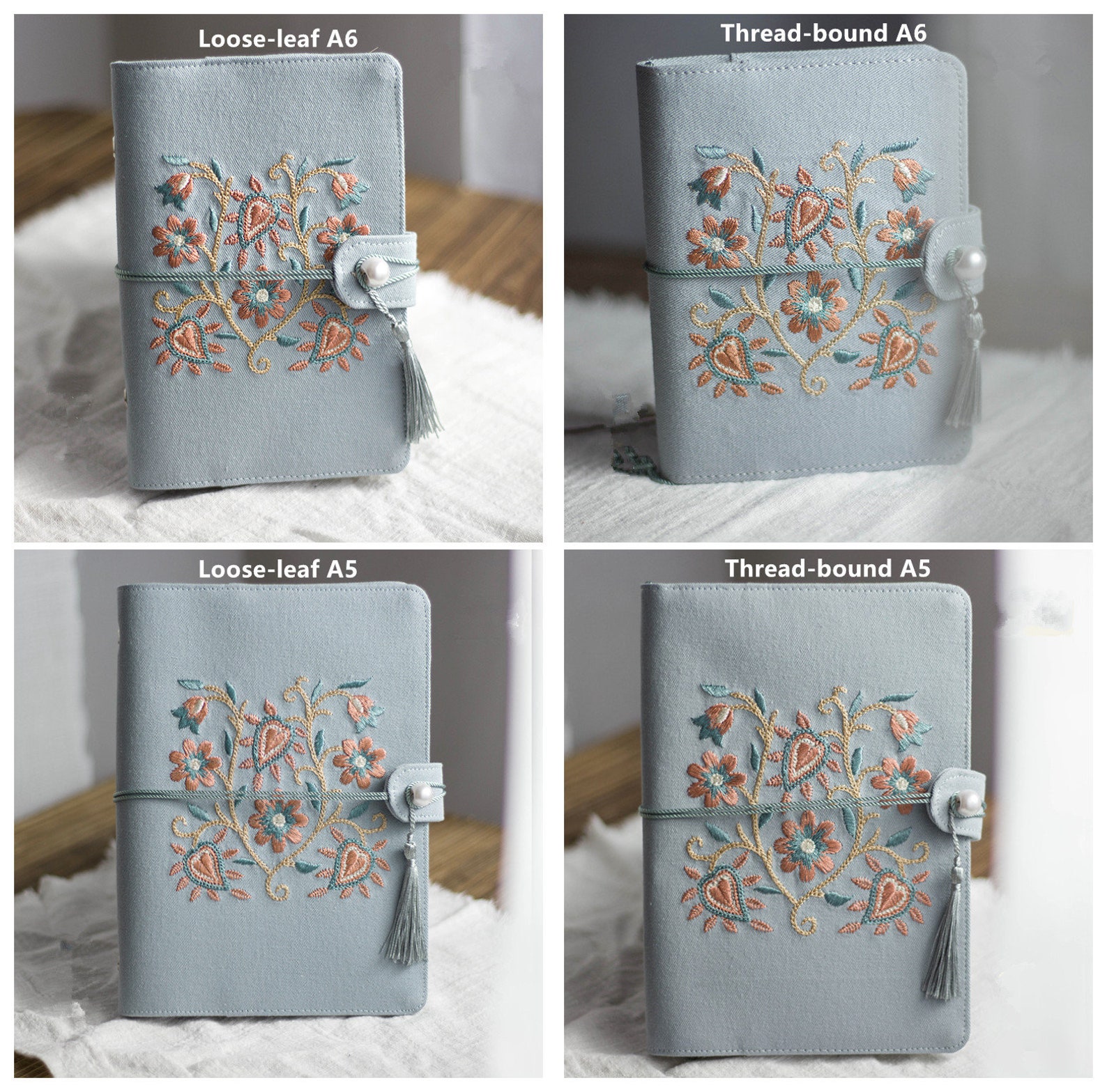 Ancient Style Cloth Embroidery Journal A6 A5 Ephemera Flower - Etsy