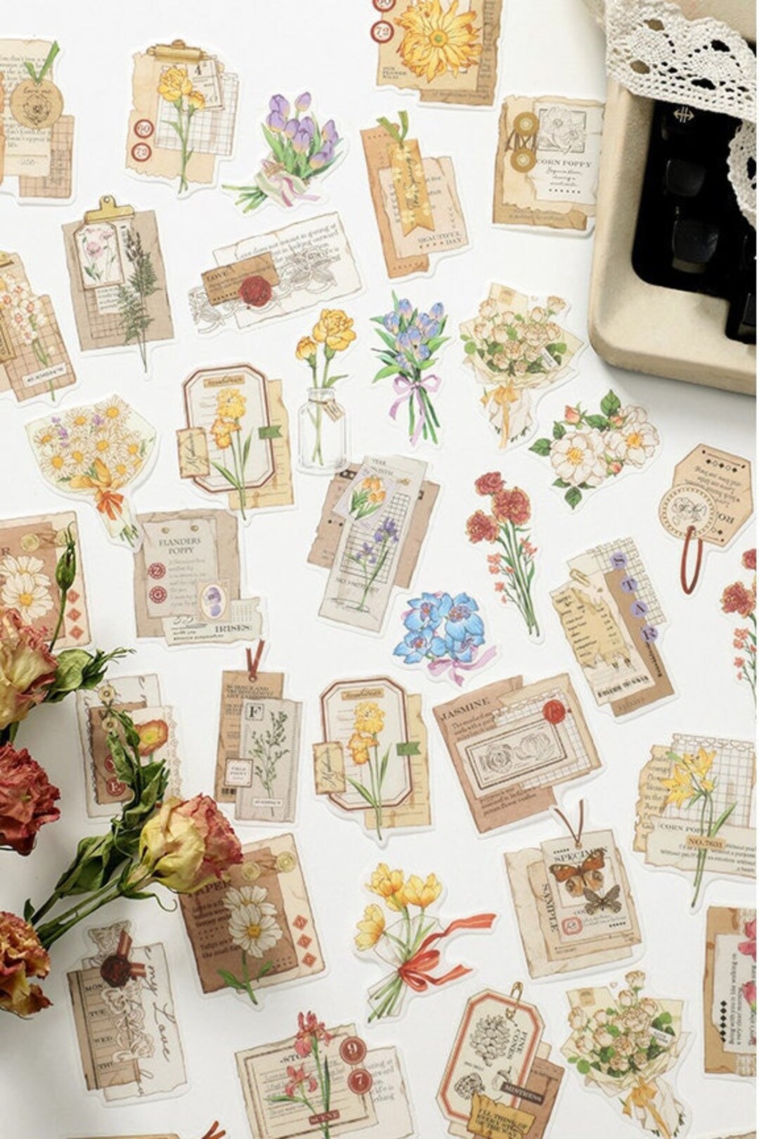 Flower Story Washi Paper Sticker Pack Floral Bouquet Stickers Wedding ...