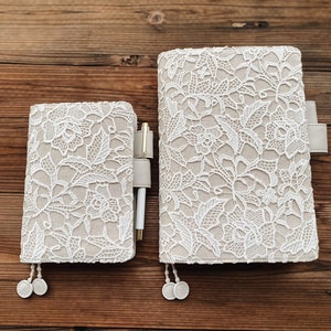 Rose Lace Journal Vintage White Lace Fabric Notebook Cover Handmade ...