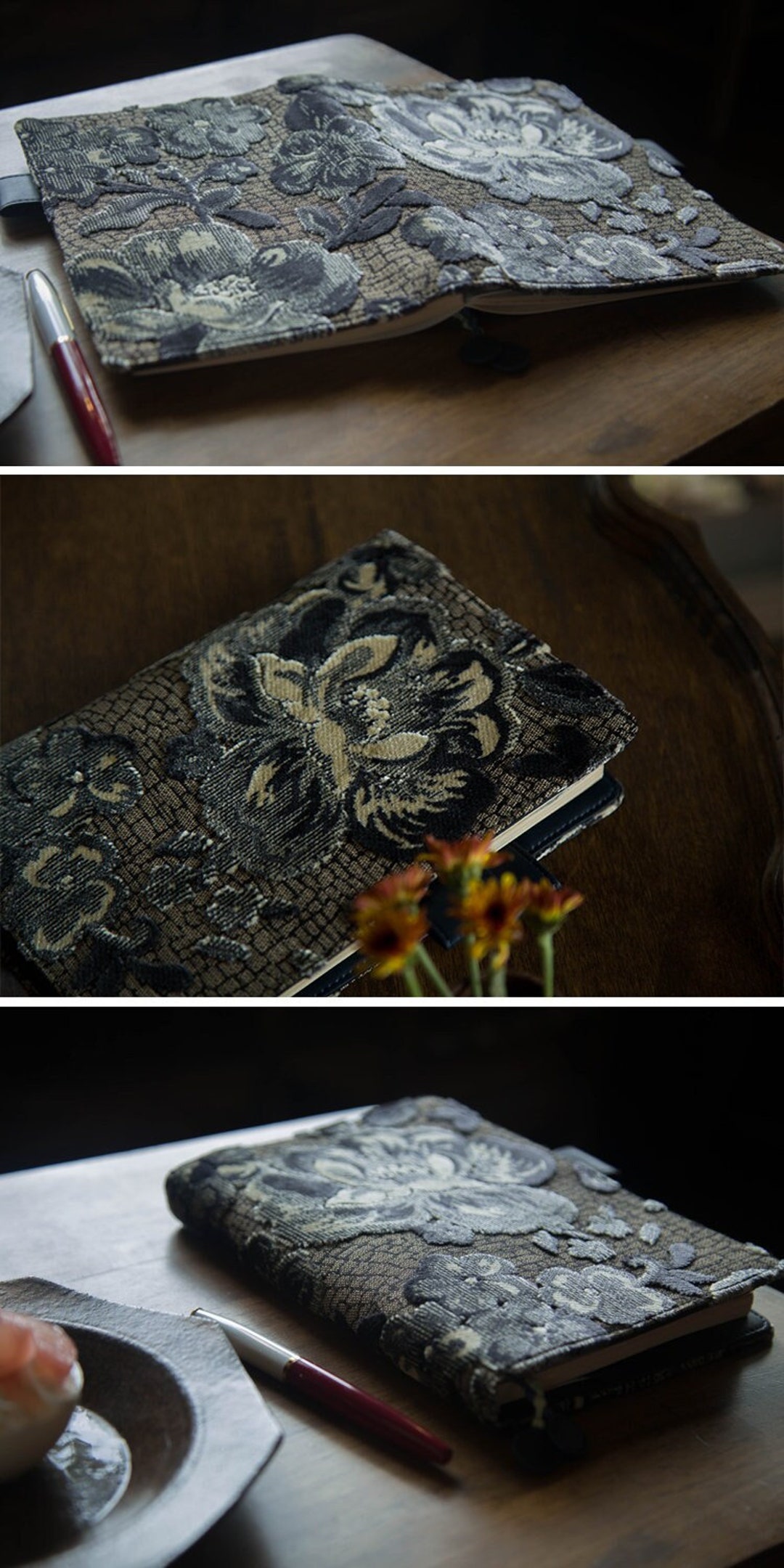 Retro Velvet Peony Flower Notebook Cover Fabric - Etsy