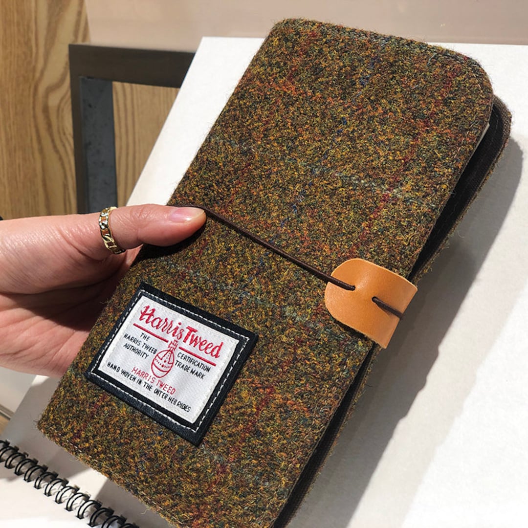 A6 Tweed Handmade Journal Retro Plaid Notebook Lemon Yellow Brown-green ...