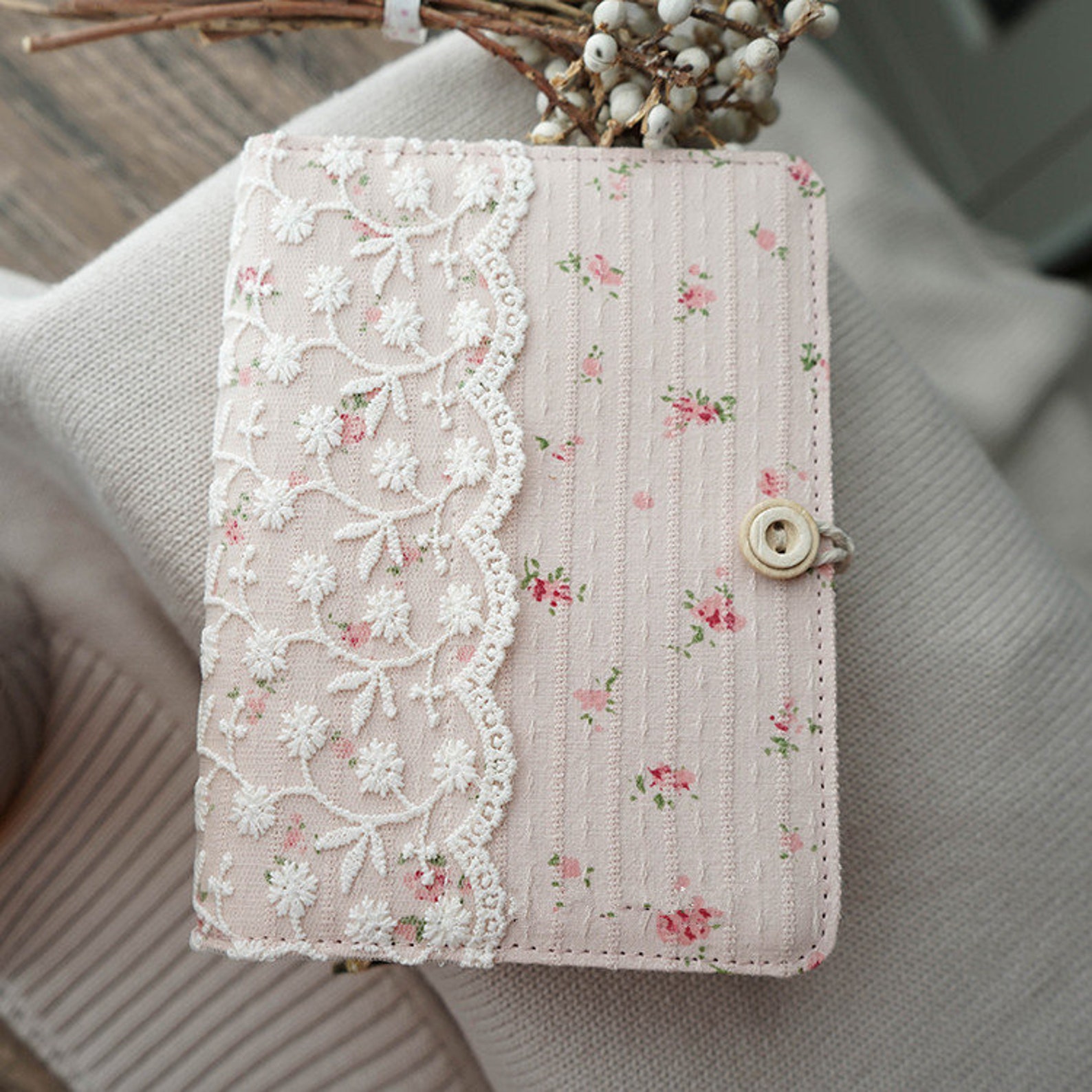 Pink Flower Lace Notebook Original Fabric Journal A5 A6 - Etsy