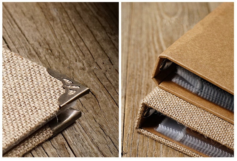 A4 Scrap Book Album, Kraft & Burlap Scrapbook. DIY Photo Album. Vintage ...