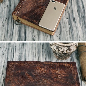 Retro Leather A4 Notebook Journal Sketchbook Coffee Green Lotus Leaf ...