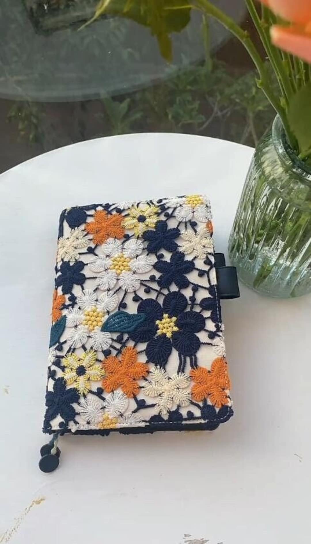 Elegant Colorful Flower Embroidery Notebook Cover Fabric Art Journal ...