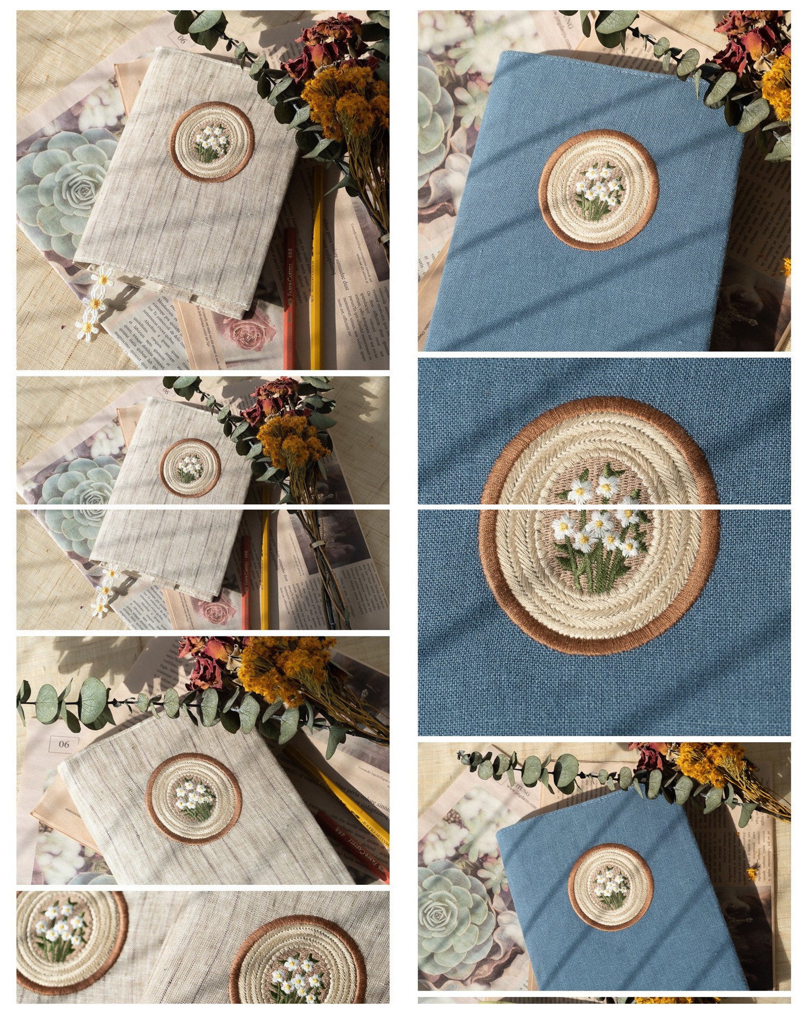 Daisy Calendula Journal Cover Embroidery A5 B6 A6 Notebook - Etsy