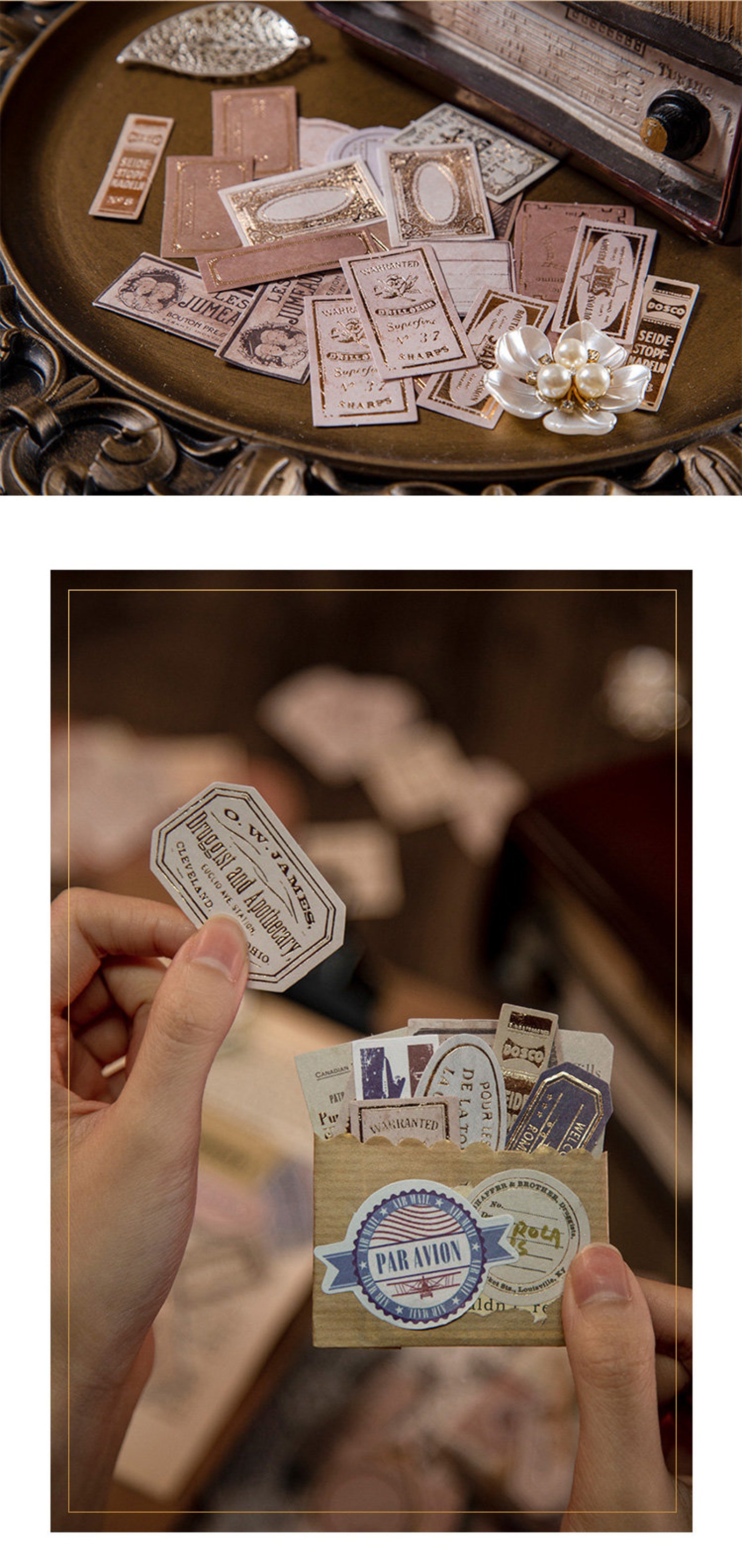 Vintage Gold Foil Stickers and Labels Pack 30 Pc Collage Kit - Etsy