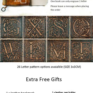 Retro Nostalgic Leaf Notebook Cowhide Leather Handmade Vintage Style ...
