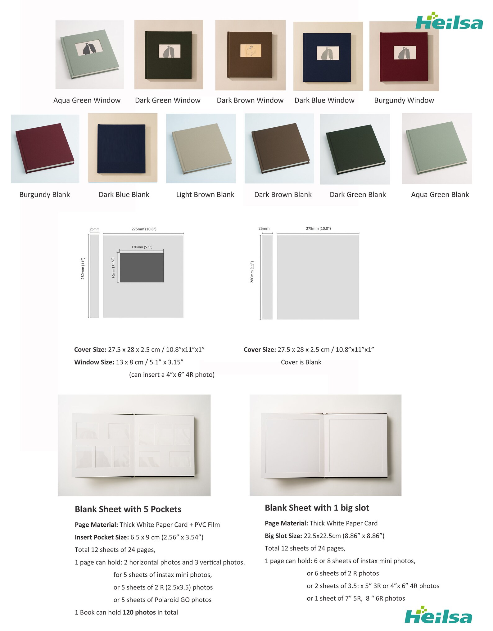Personalized Large Square Photo Scrapbook Album 11"x 11". 120 Instax ...