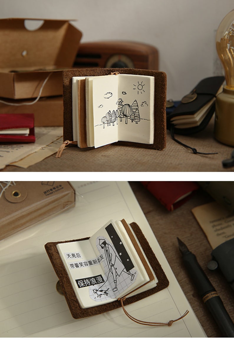 Mini Leather Leather Traveler Notebook Tiny Personalized - Etsy