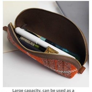 Large Wool Tweed Pencil Case Original Stationery Bag Woolen Fabric ...