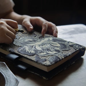 Retro Velvet Peony Flower Notebook Cover Fabric Three-dimensional A5 A6 ...