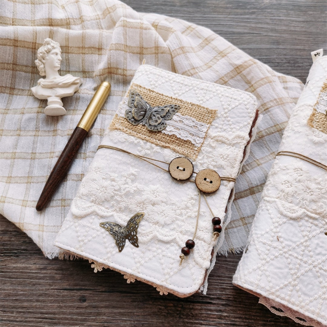 Retro Butterfly Lace Loose-leaf Journal A6 A5 Original White Lace ...