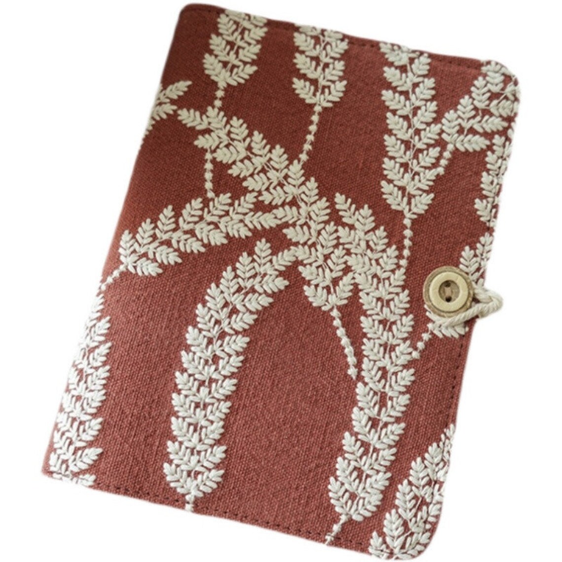 Embroidery Barley Fabric Notebook Rust Red Handmade Journal A6 - Etsy