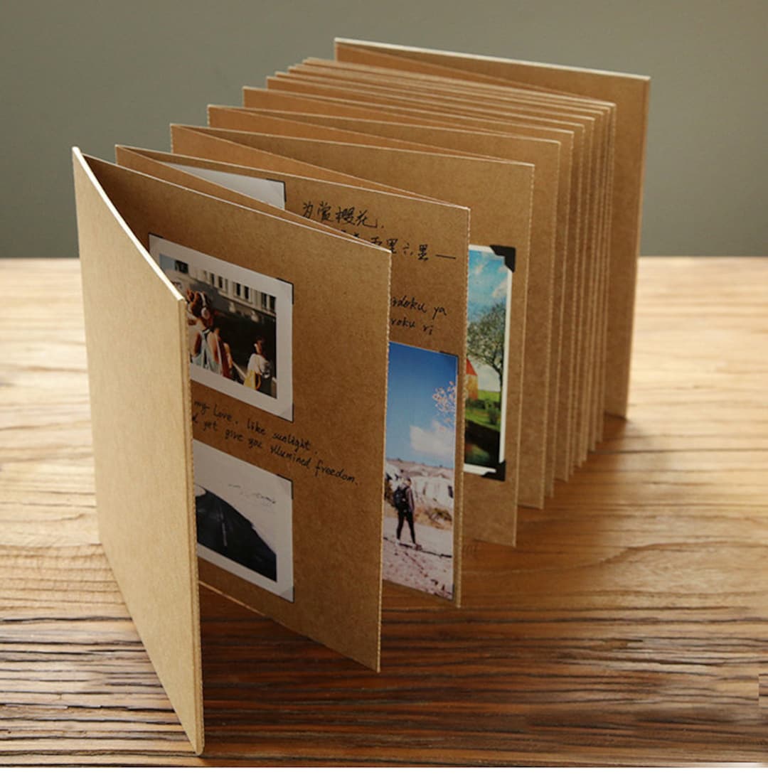 40 Pages Ribbon Handmade Kraft Accordion Scrapbook Photo Album ...