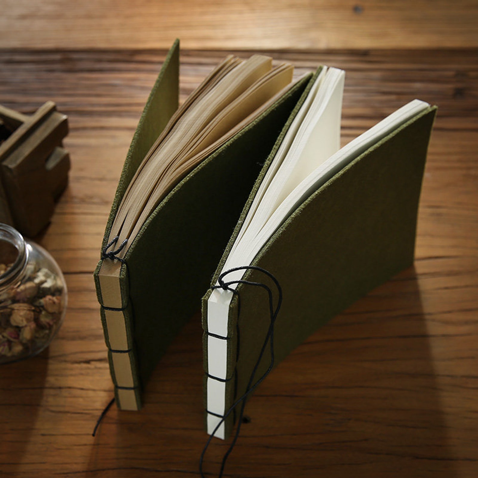 Army Green Felt Retro Thread-bound Book Journal Sketch Book | Etsy