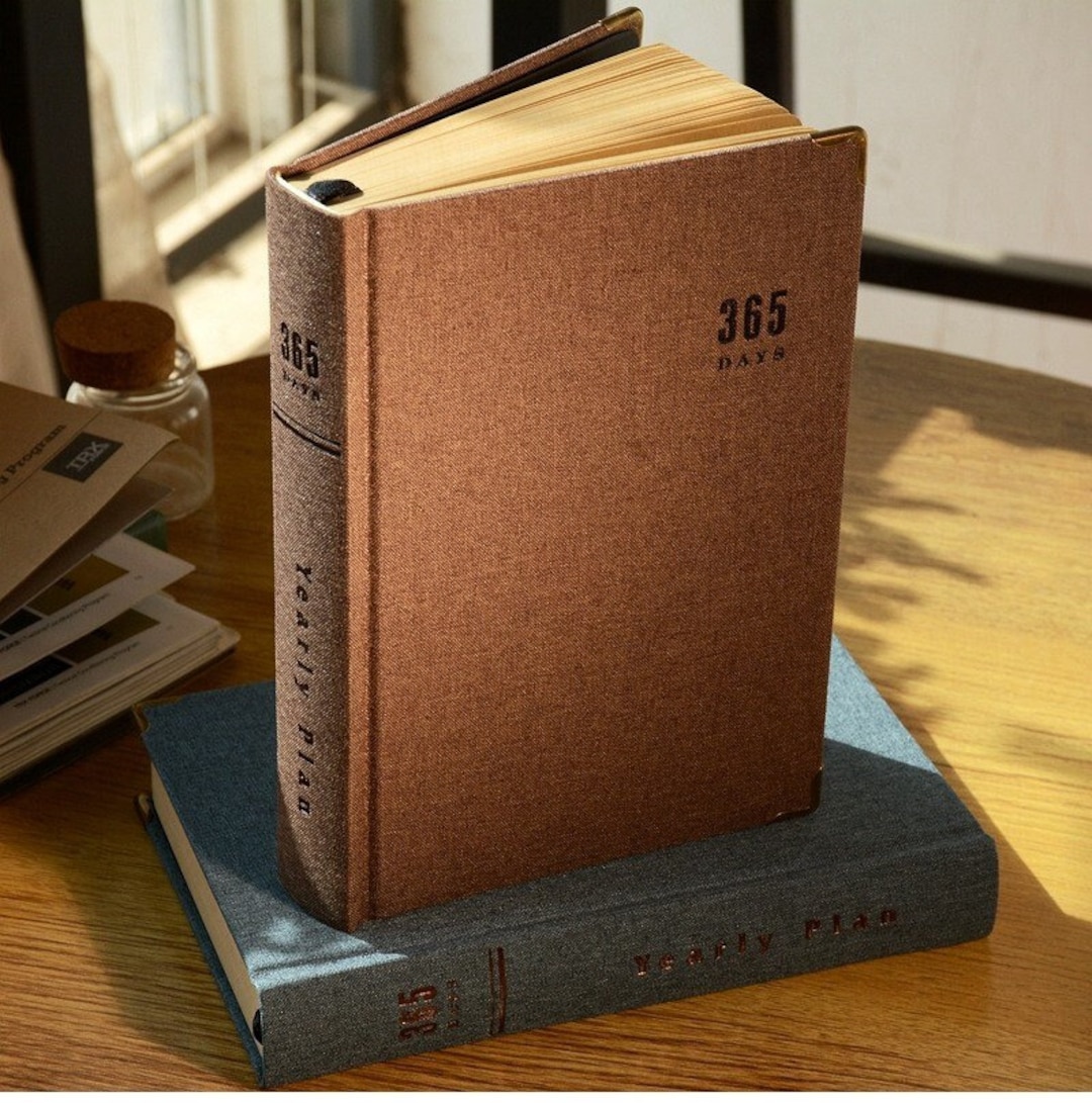 365 Days Thick Cloth-covered Journal Notebook Retro Yearly Plan Book ...