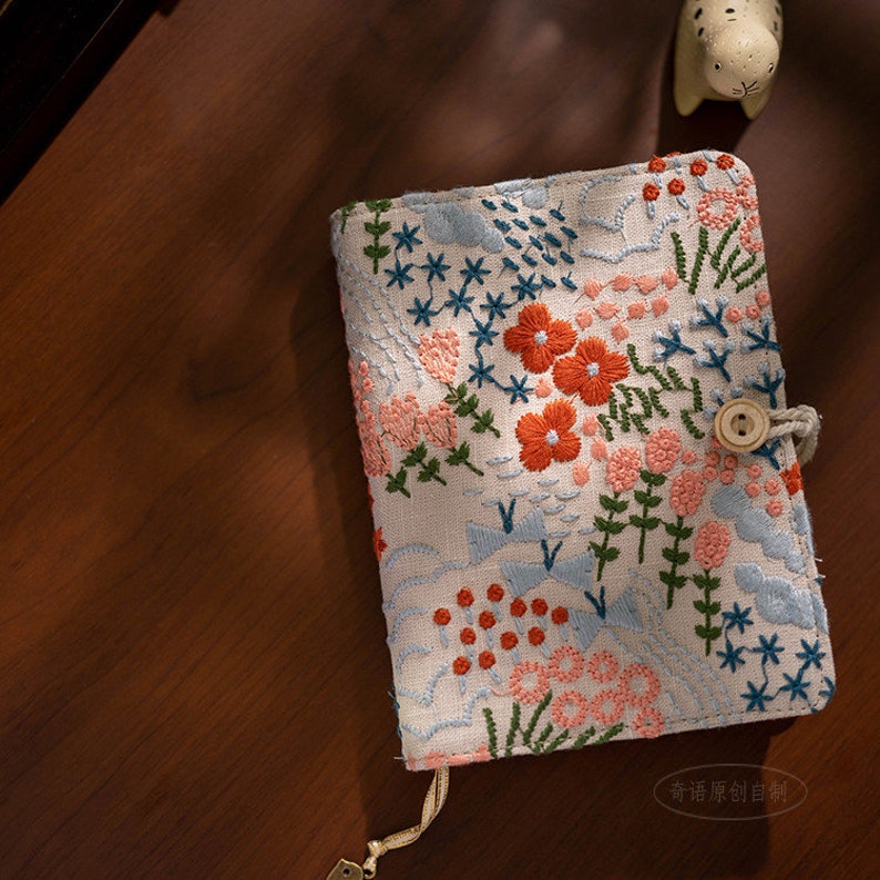 Fresh Fabric Journal With Embroidery Flower A6 A5 Handmade - Etsy
