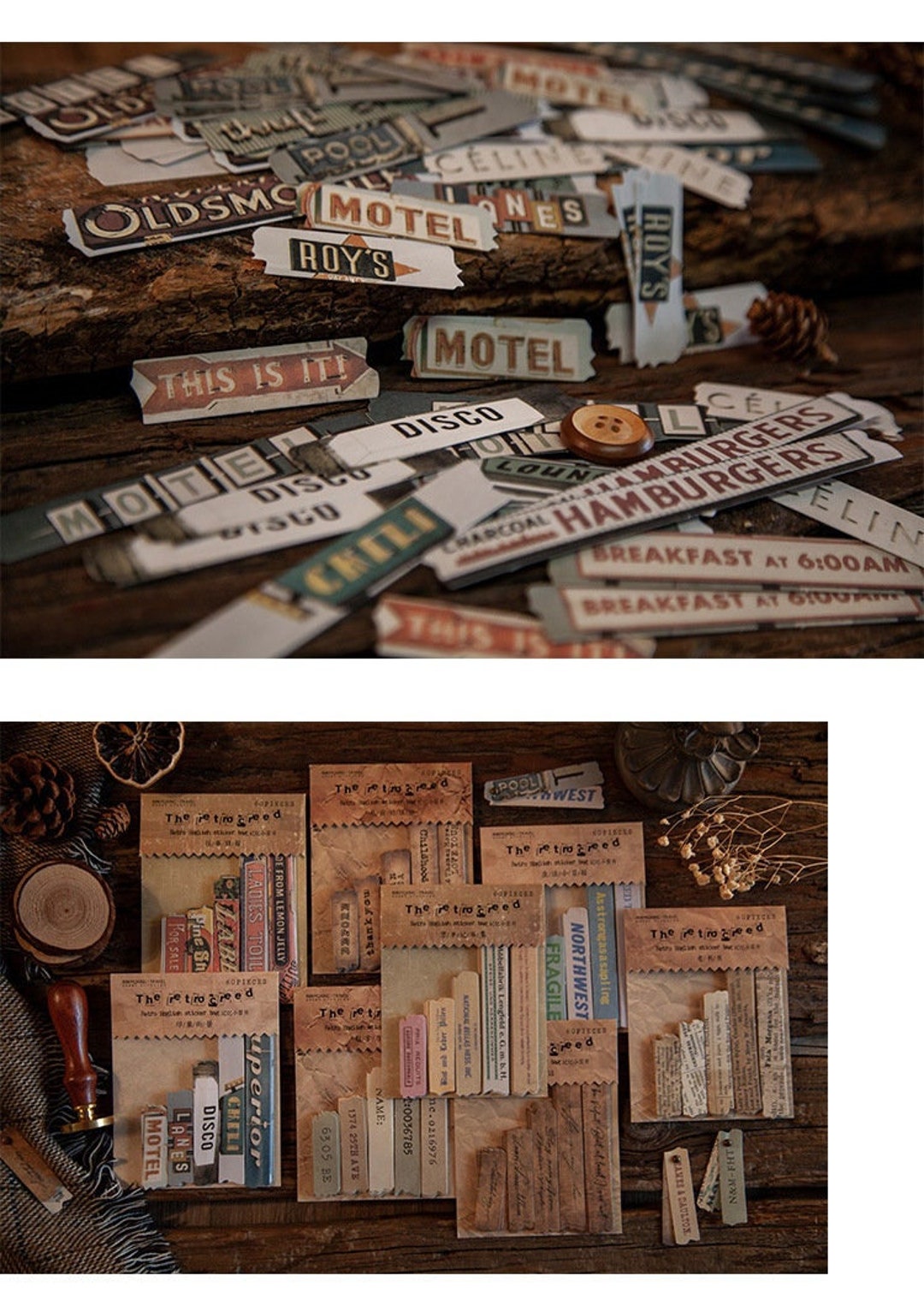 Retro English Creed Stickers Pack 60 Pieces 8 Style Stickers Set ...