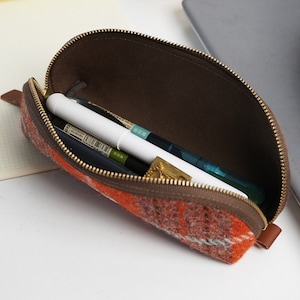 Large Wool Tweed Pencil Case Original Stationery Bag Woolen Fabric ...