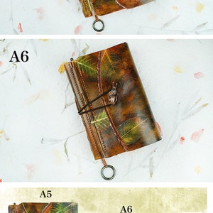 Retro Nostalgic Leaf Notebook Cowhide Leather Handmade Vintage Style ...