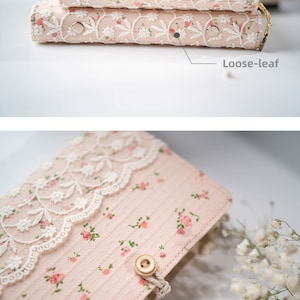 Pink Flower Lace Notebook Original Fabric Journal A5 A6 Handmade Floral ...