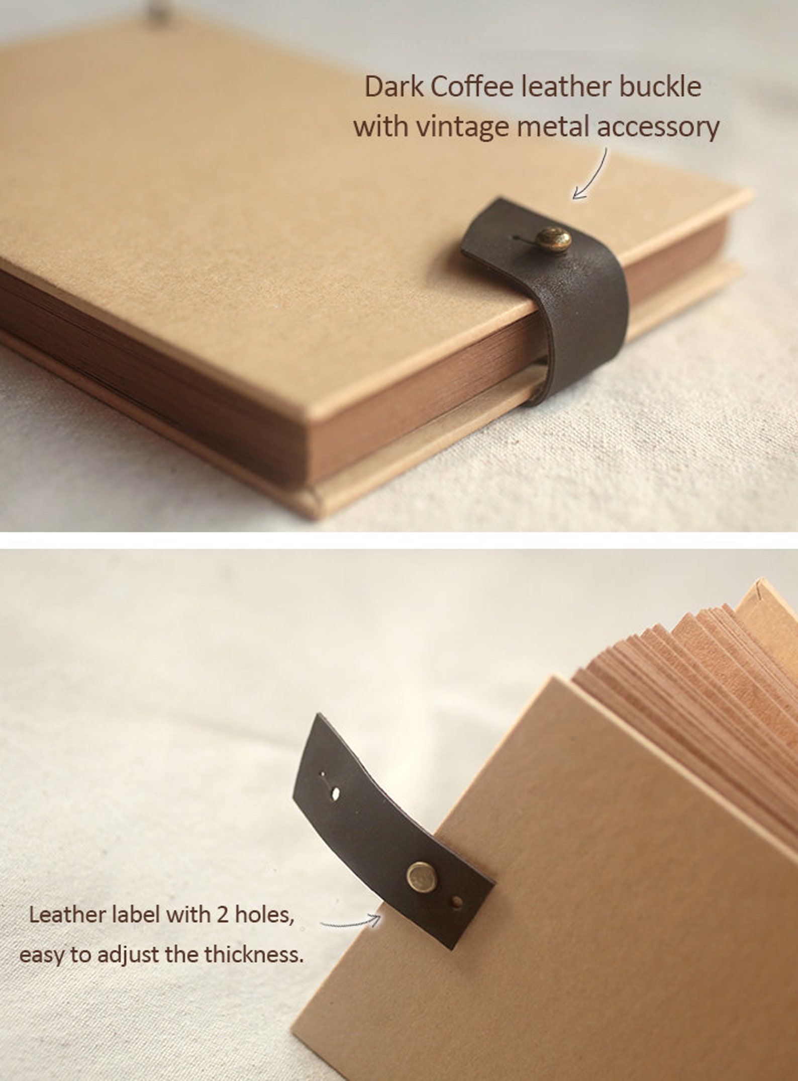 Blank Ring Binder Kraft Scrapbook Album Leather Bound 66 Pages. Wedding ...