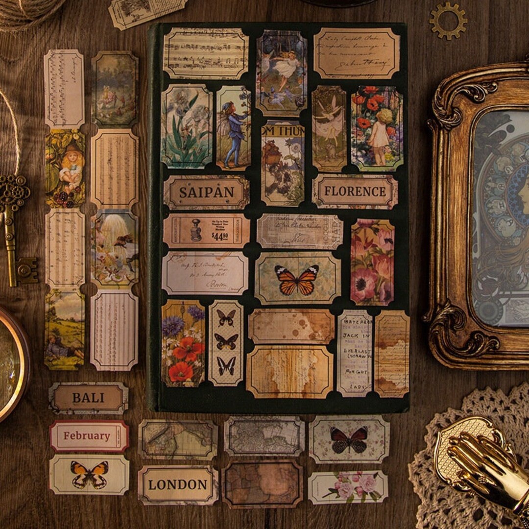 Retro Shaped Stickers Set 30 Pieces 8 Styles Stickers Rich Patterns Map ...