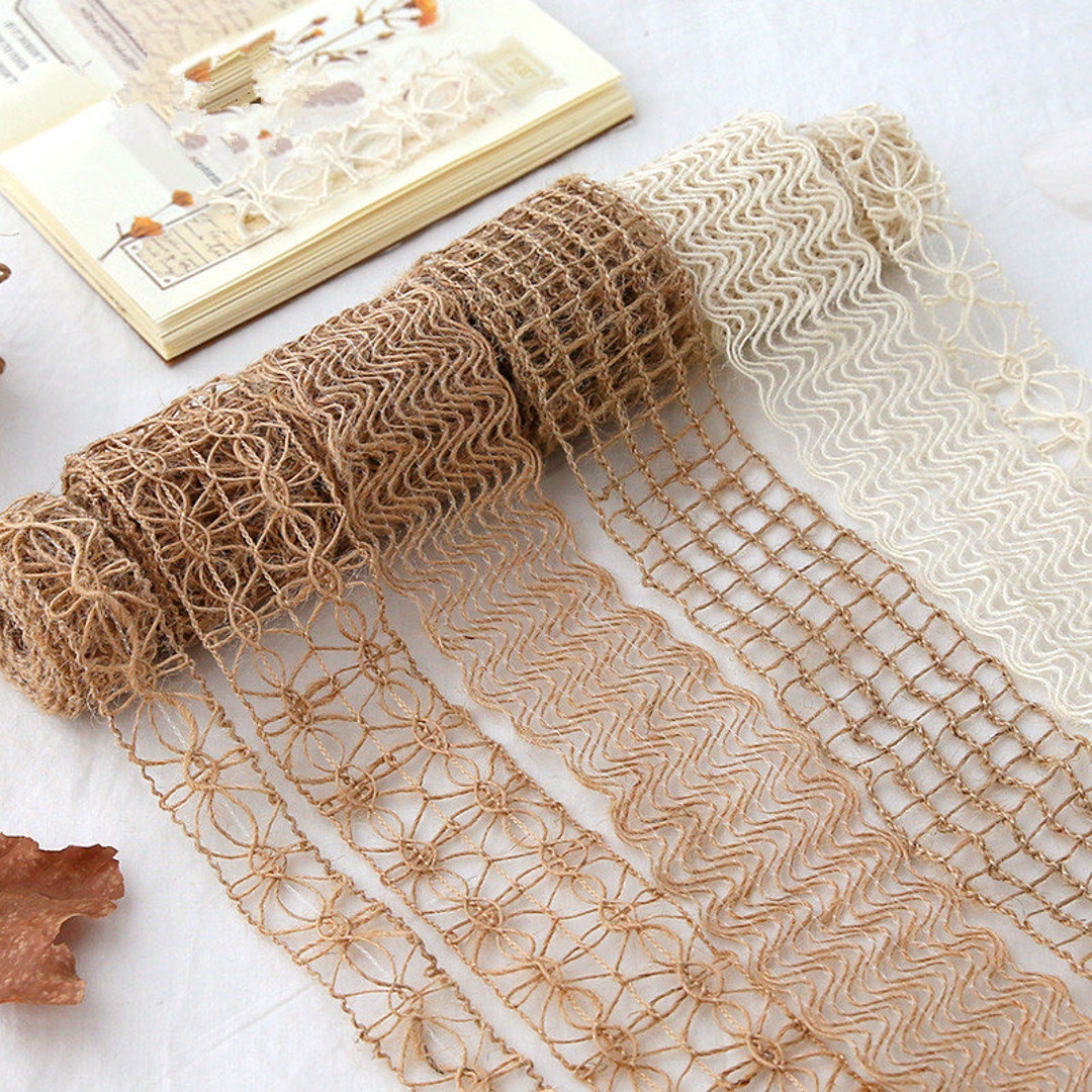 Natural Jute Burlap Ribbon 2 Meters Hemp Rope Retro Woven Material ...