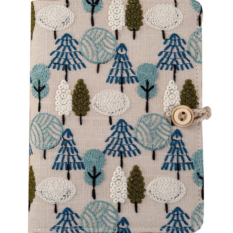 Small Tree Embroidered Journal Notebook Floral A6 A5 Fabric Planner ...