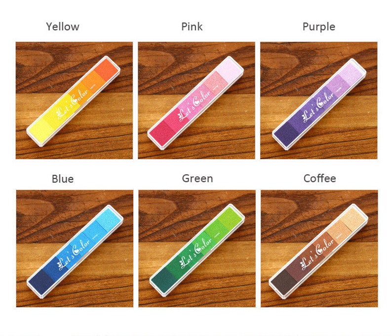 6 Colors Candy Color Strip Gradient Color Ink Pad Finger - Etsy