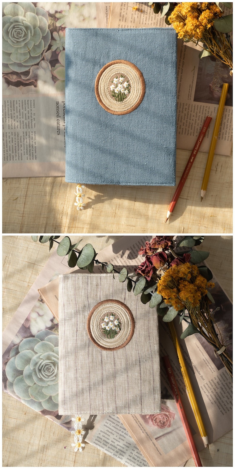 Daisy Calendula Journal Cover Embroidery A5 B6 A6 Notebook Protector ...