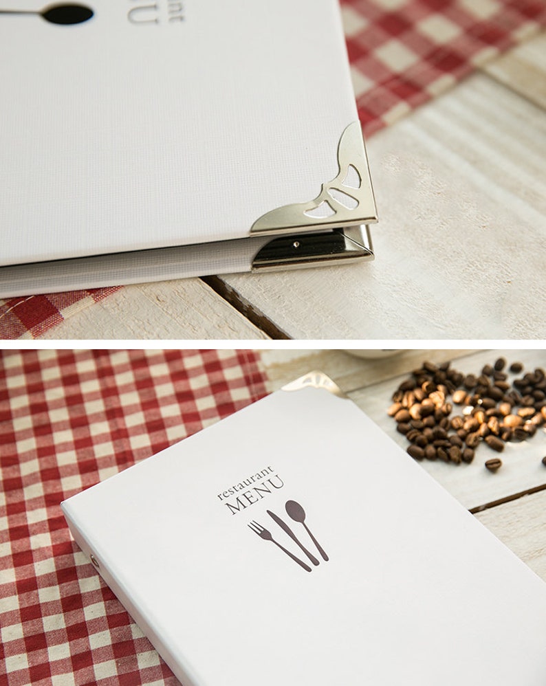 White Cover Black Menu Book Ring Binder Restaurant Menu - Etsy