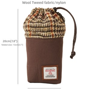 Large-capacity Wool Tweed Drawstring Pen Holder Handmade Fabric Zipper ...