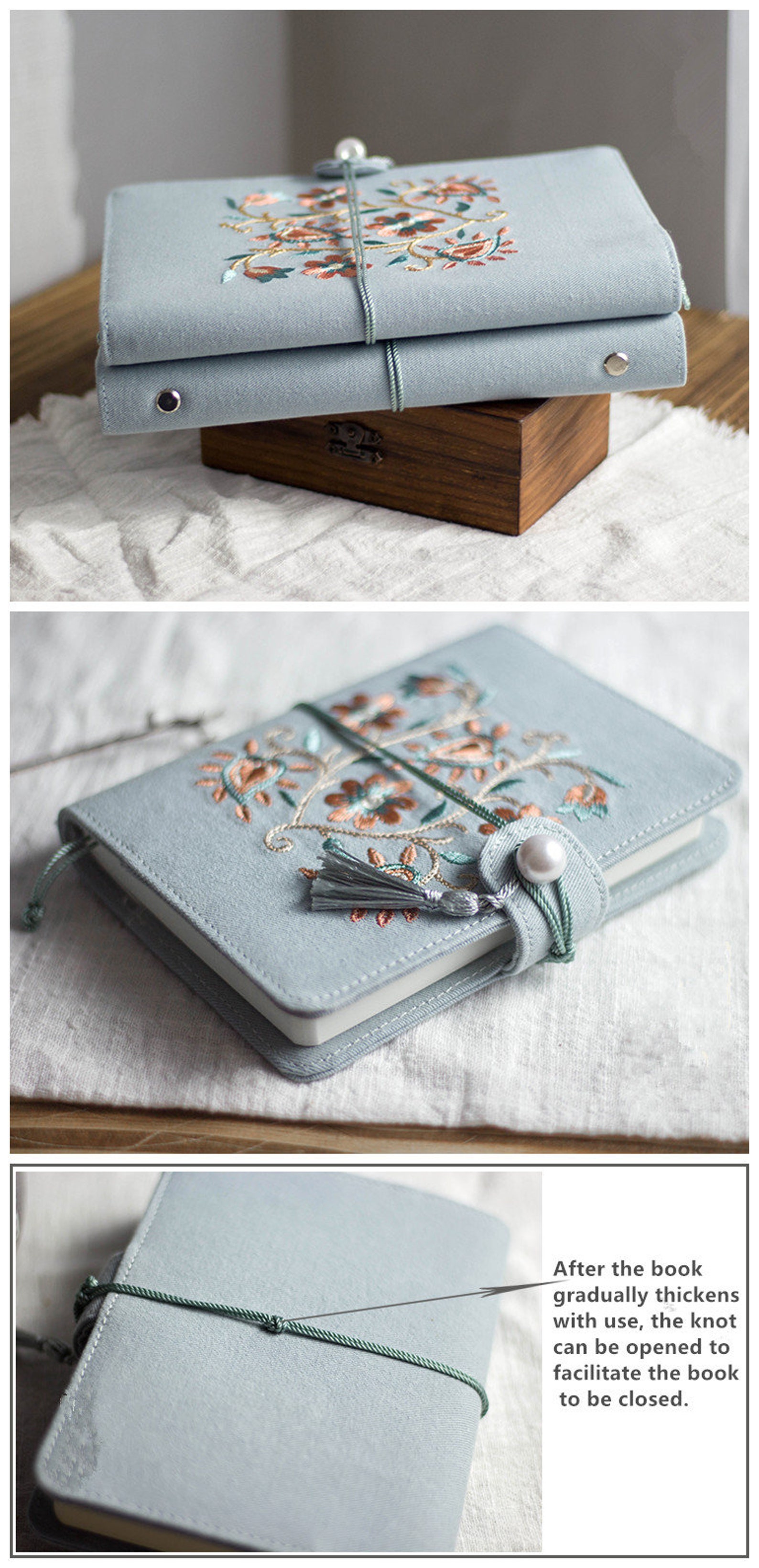 Ancient Style Cloth Embroidery Journal A6 A5 Ephemera Flower - Etsy