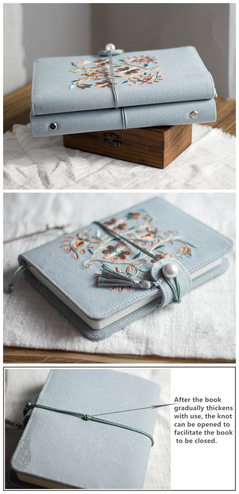 Ancient Style Cloth Embroidery Journal A6 A5 Ephemera Flower Notebook ...