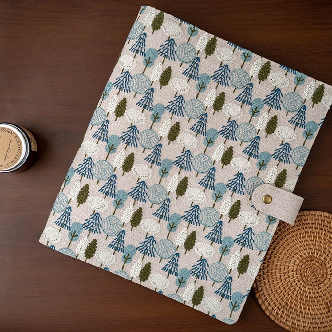 Fabric Document Binder With Embroidered Trees A4 A5 Pregnancy Test Book ...