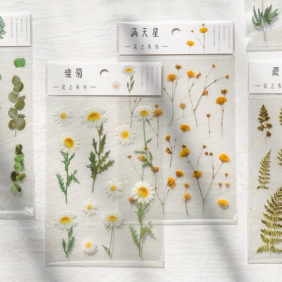 Nature Flower Stickers Decor Plant Sticker Clear Planner - Etsy