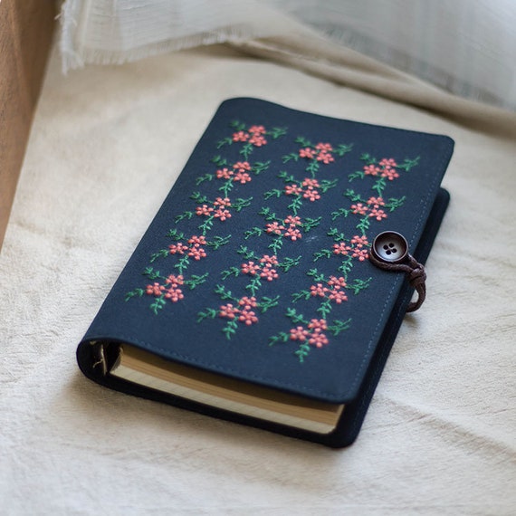 Original Embroidery Flower Journal Loose-leaf A6 A5 Handmade - Etsy