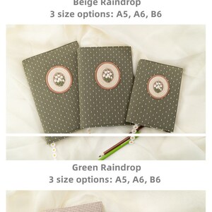 Daisy Embroidered Notebook Cover Raindrop Grid Handmade Fabric Journal ...