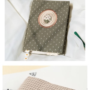 Daisy Embroidered Notebook Cover Raindrop Grid Handmade Fabric Journal ...